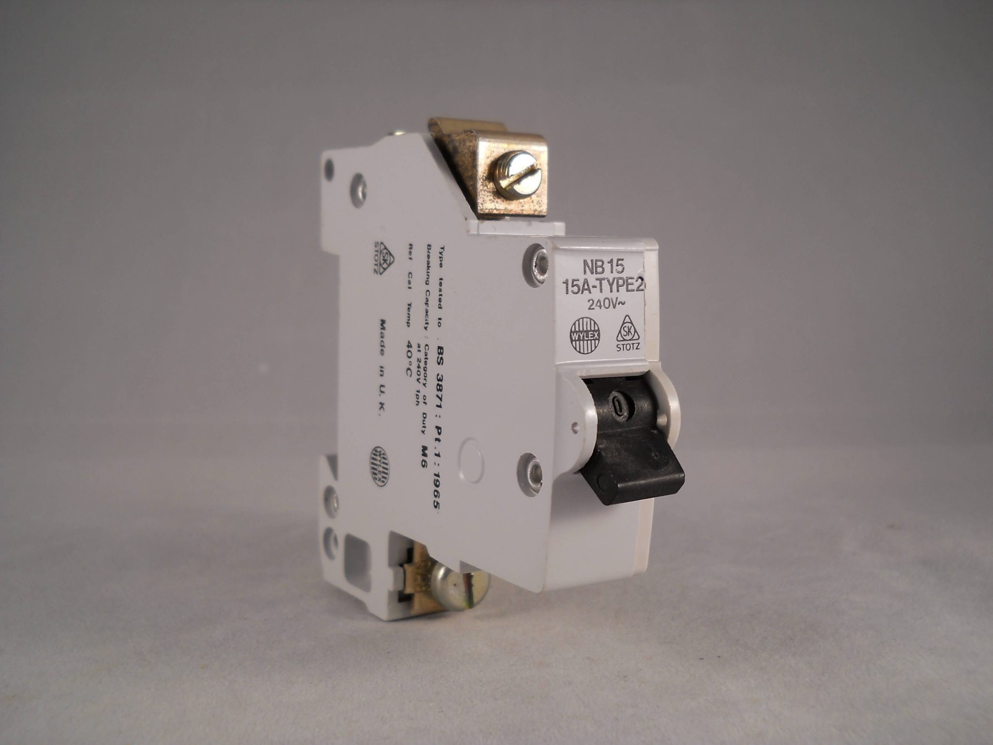 Wylex NB MCB 15 Amp M6 Type 2 Single Pole 15A Circuit Breaker Stotz ...