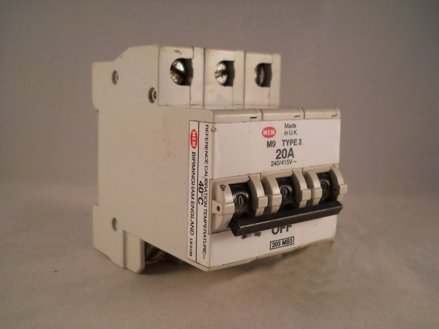 MEM MCB Type 3 40 Amp M9 Single Pole 40A Memshield 1 T401C 3T401 401MC ...