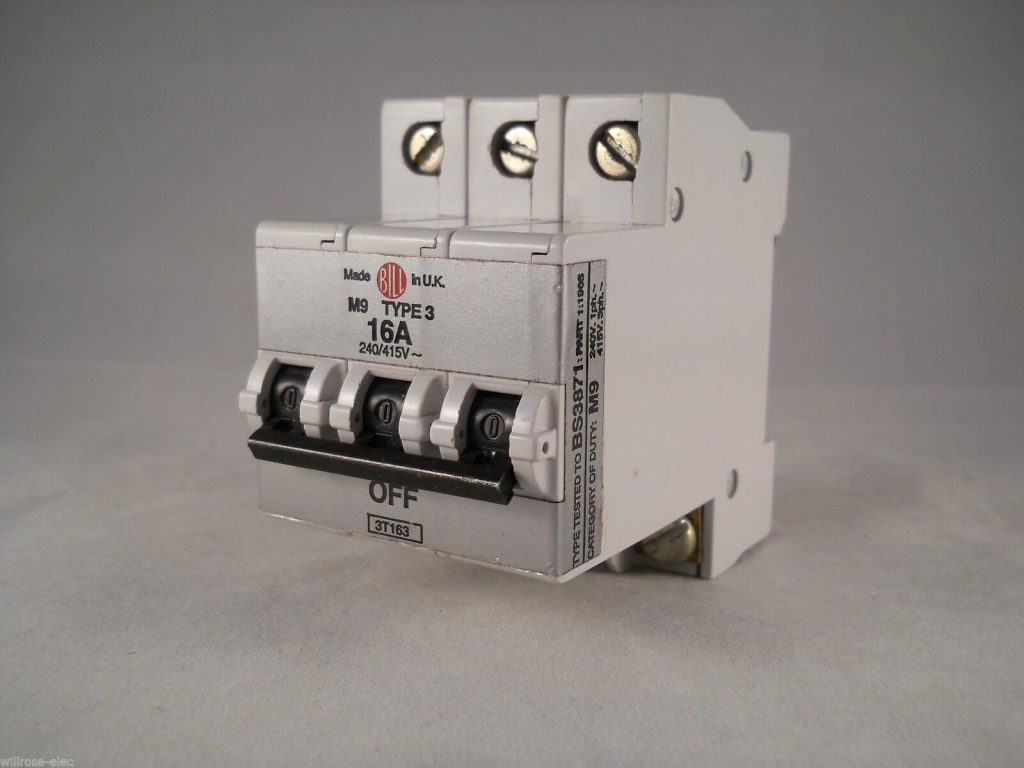 Bill MCB 16 Amp Type 3 M9 Triple Pole 3 Phase 16A Talisman MEM 163MB3 ...