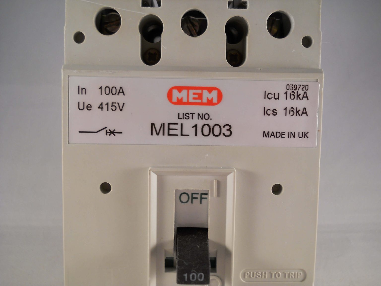 MEM MCCB 100 Amp Triple Pole 100A 3 Phase Bill TLE1003 Memshield 2 ...
