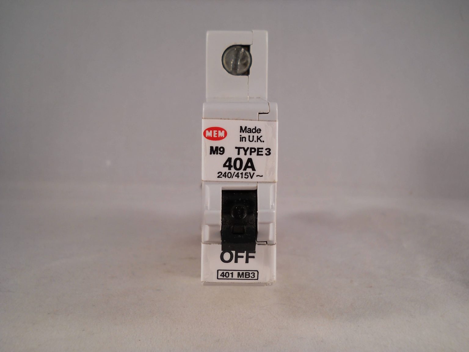 MEM MCB Type 3 40 Amp M9 Single Pole 40A Memshield 1 T401C 3T401 401MC ...