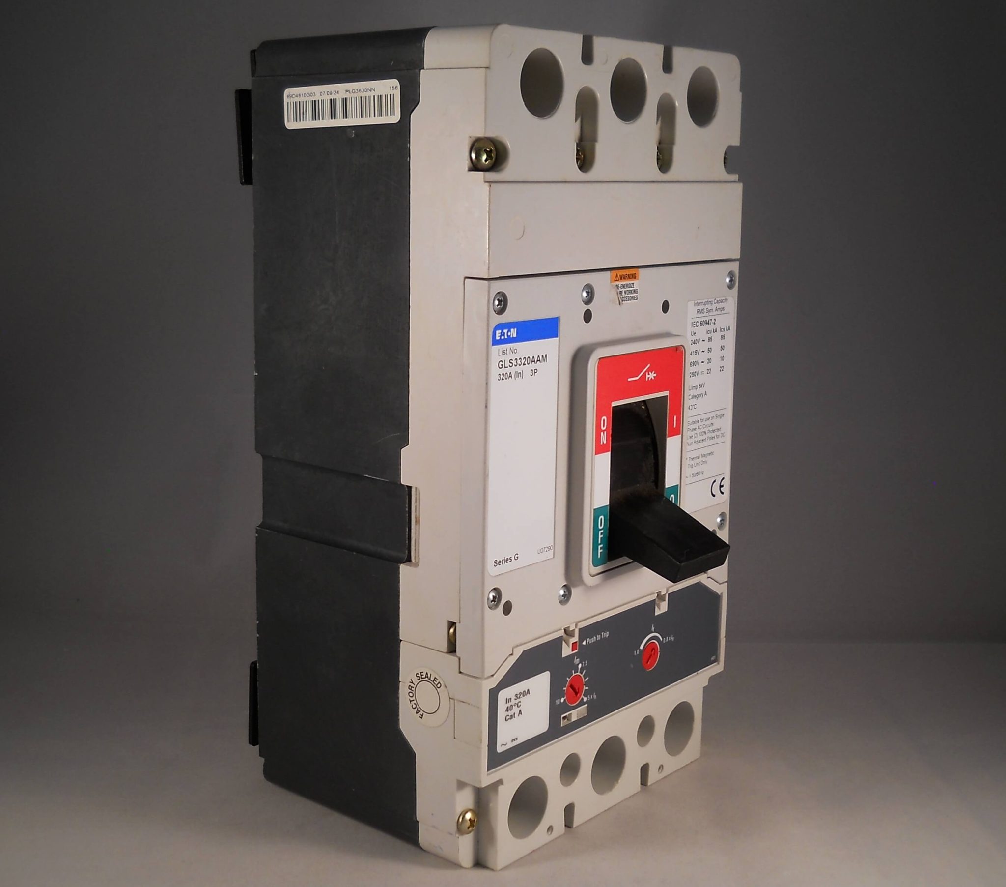 Eaton MCCB 320 Amp Triple Pole 320A 3 Phase Breaker Series G GLS3320AAM ...