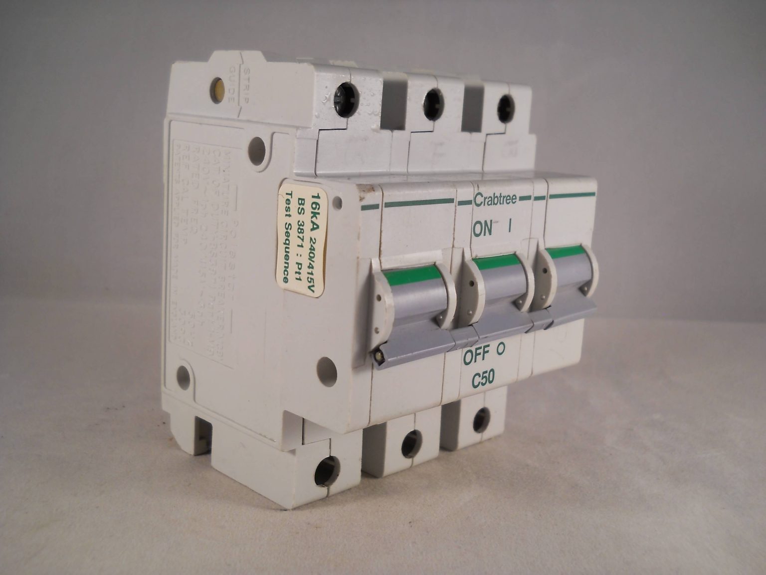 Crabtree Polestar MCB 50 Amp Type C 50A Triple Pole 3 Phase Breaker 63C ...