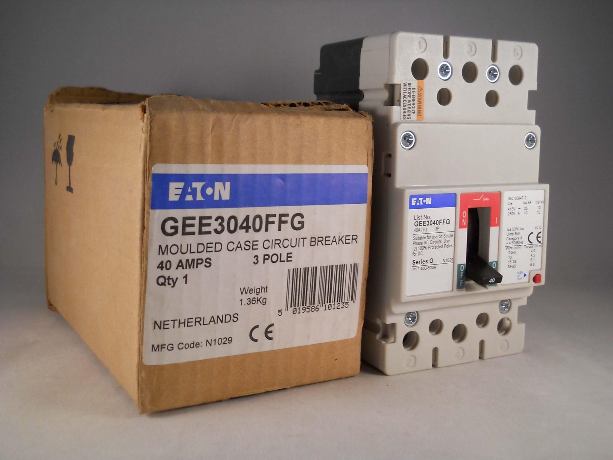 Eaton MCCB 40 Amp Triple Pole 40A 3 Phase Series G GEB3040FFG ...
