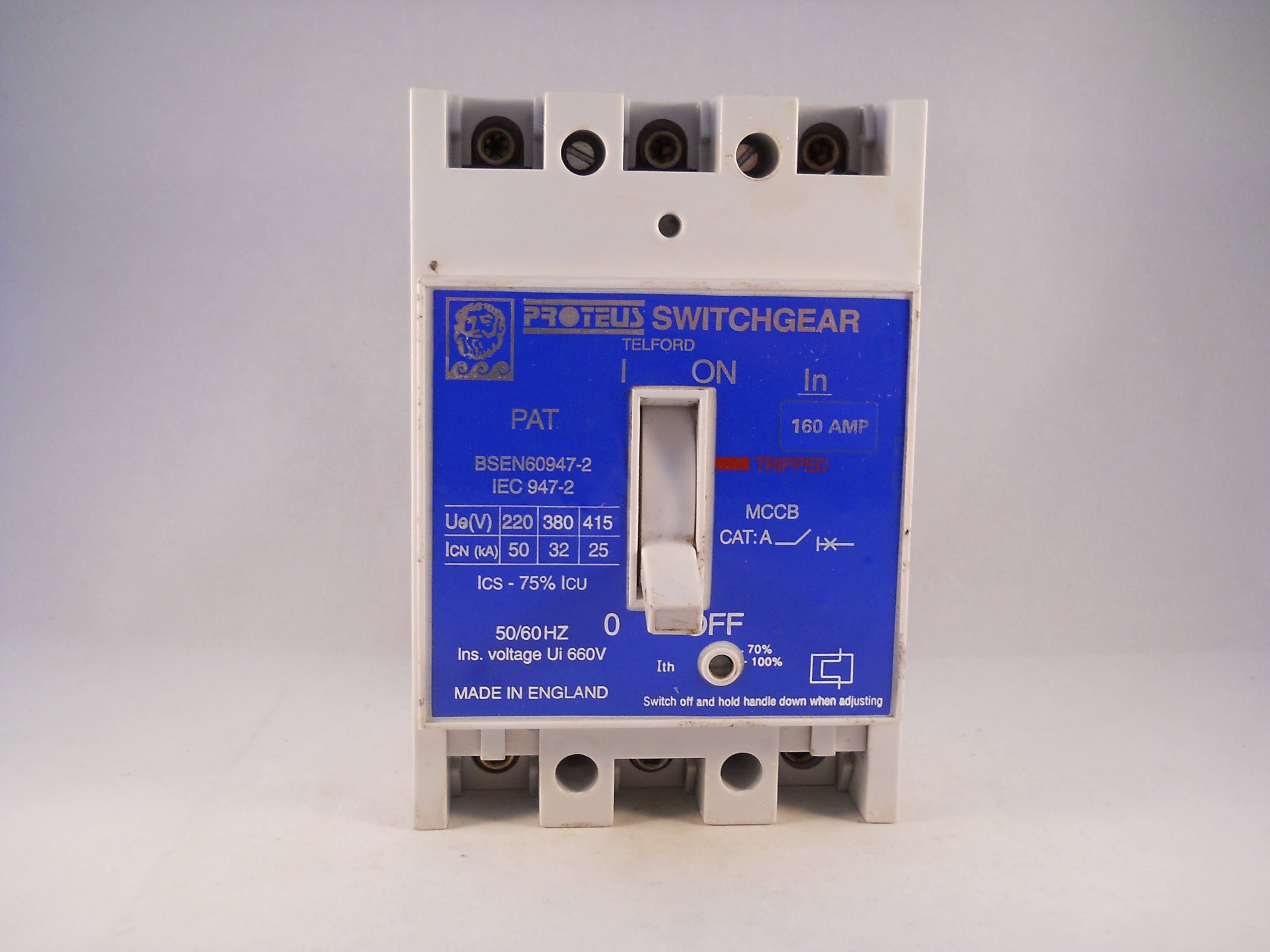 Proteus MCCB 160 Amp Triple Pole 3 Phase 160A Circuit Breaker PAT160 ...
