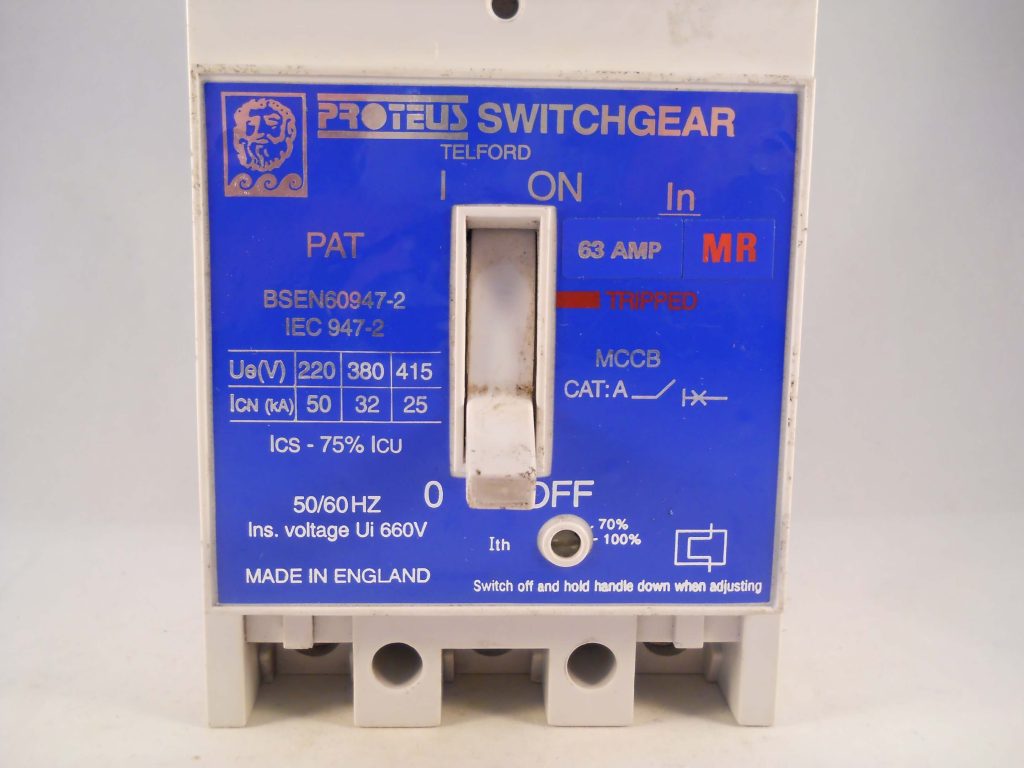 Proteus MCCB 63 Amp Triple Pole 3 Phase 63A Circuit Breaker Motor Rated ...