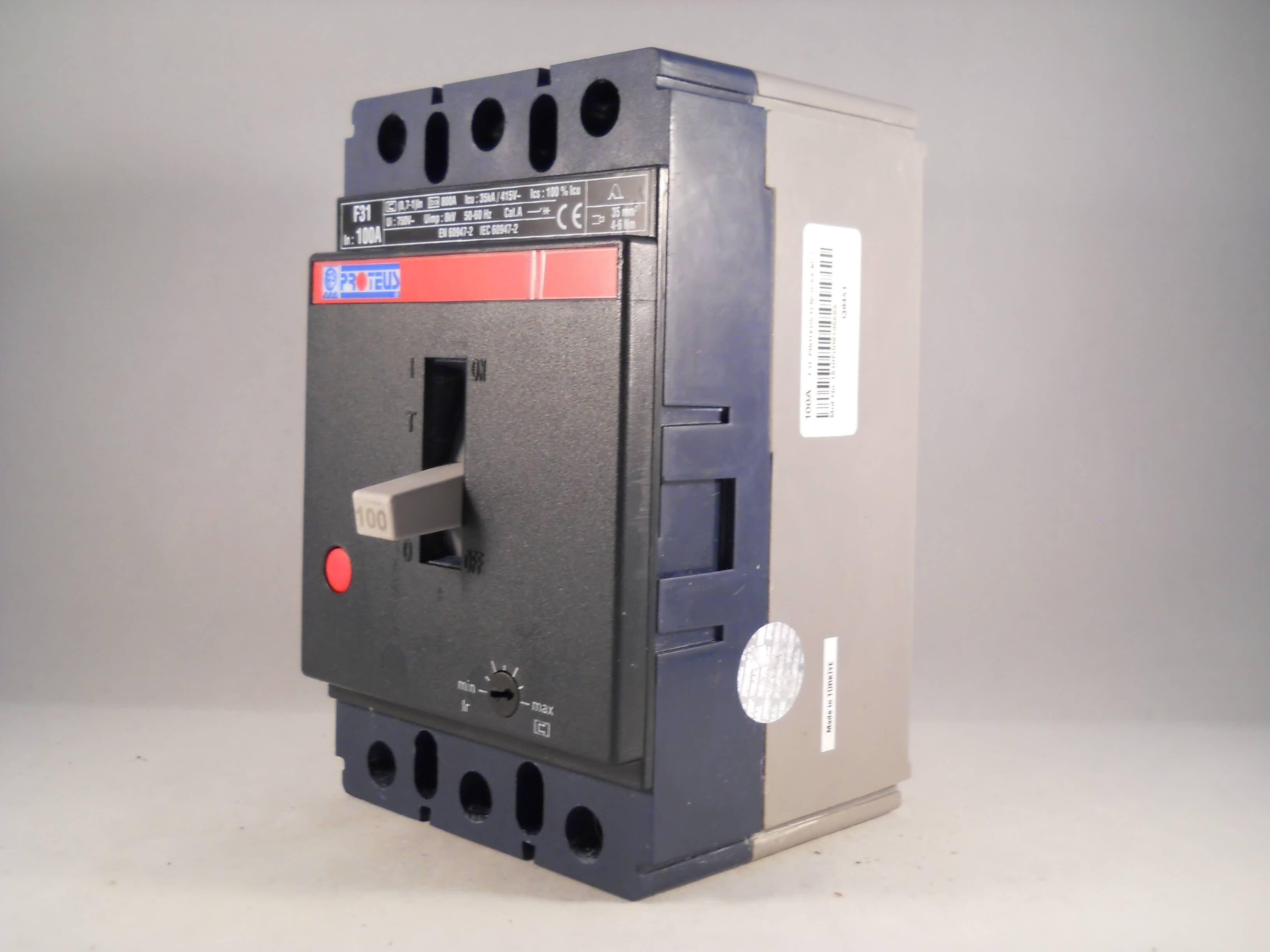 Proteus MCCB 100 Amp Triple Pole 3 Phase F31 100A Circuit Breaker ...