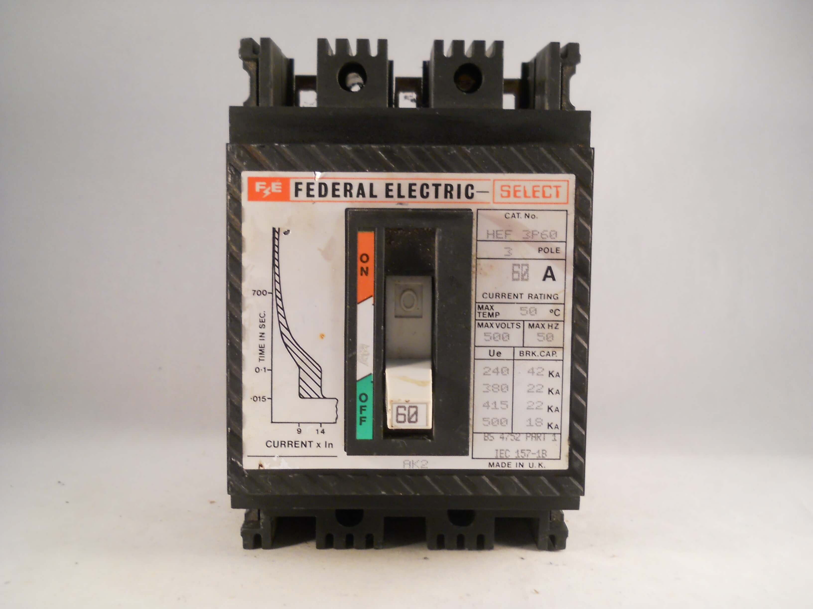 Federal Electric MCCB 60 Amp Triple Pole 3 Phase Breaker Select 60A ...