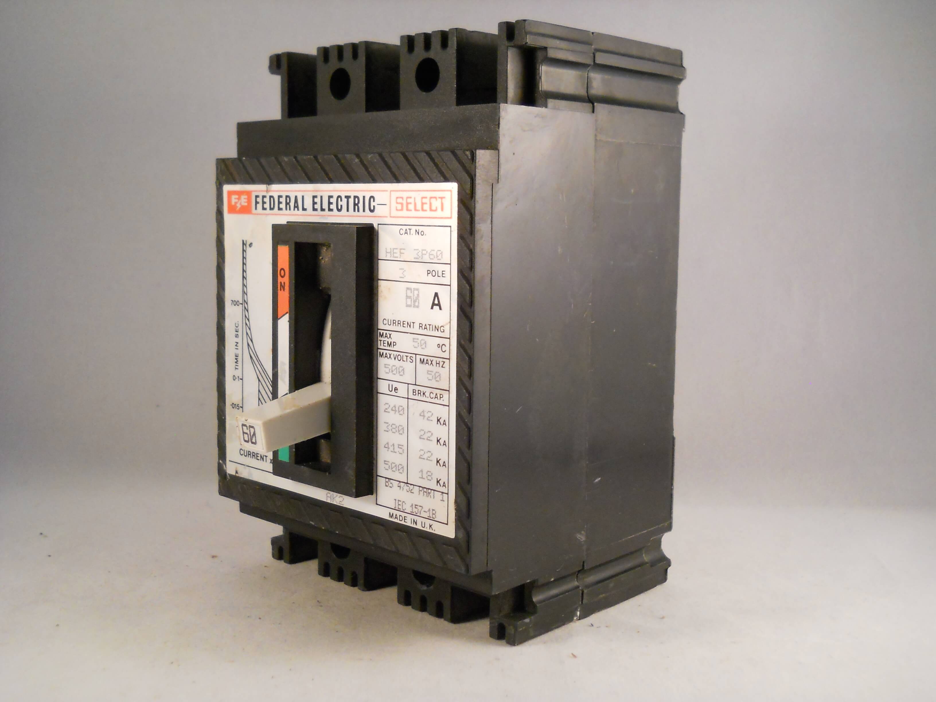 Federal Electric MCCB 60 Amp Triple Pole 3 Phase Breaker Select 60A ...