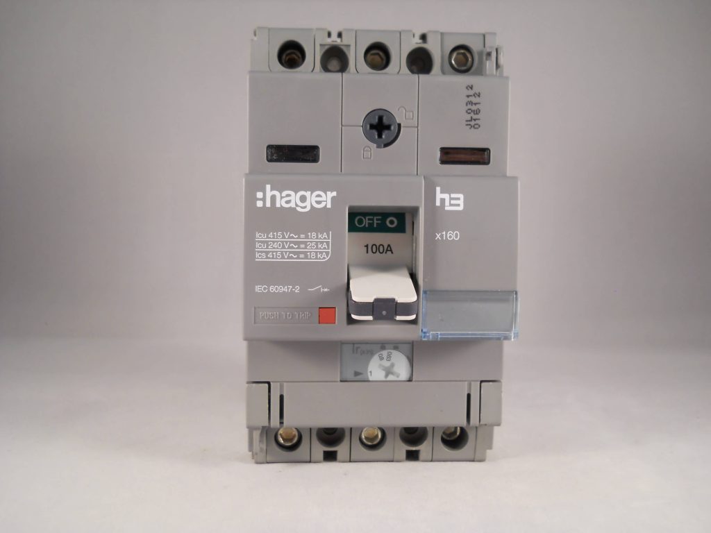 Hager MCCB 100 Amp Triple Pole 100A 3 Phase Breaker H3 X160 HDA100U ...