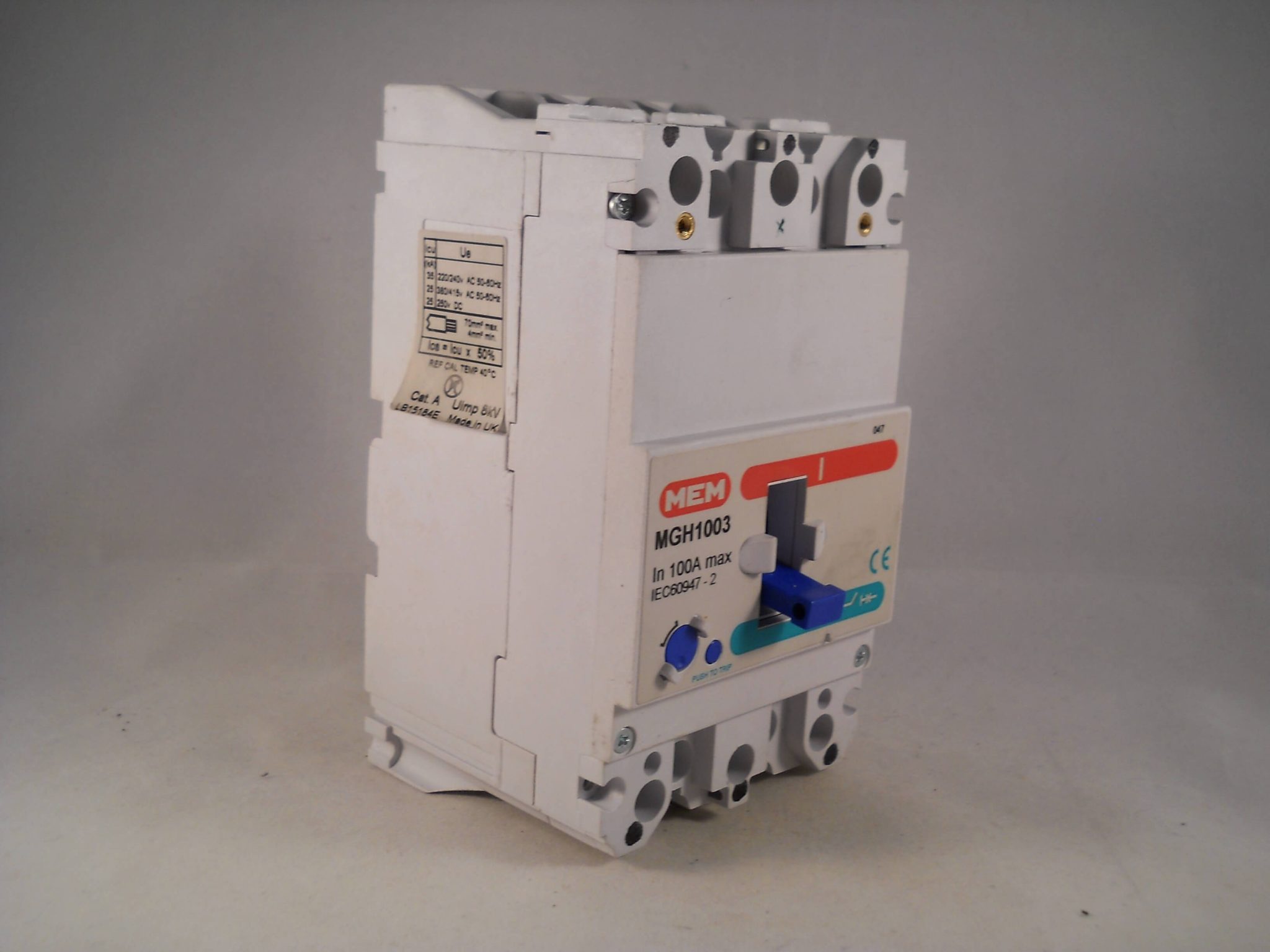 MEM MCCB 100 Amp Triple Pole 100A 3 Phase Breaker THG1003 Memshield 2 ...