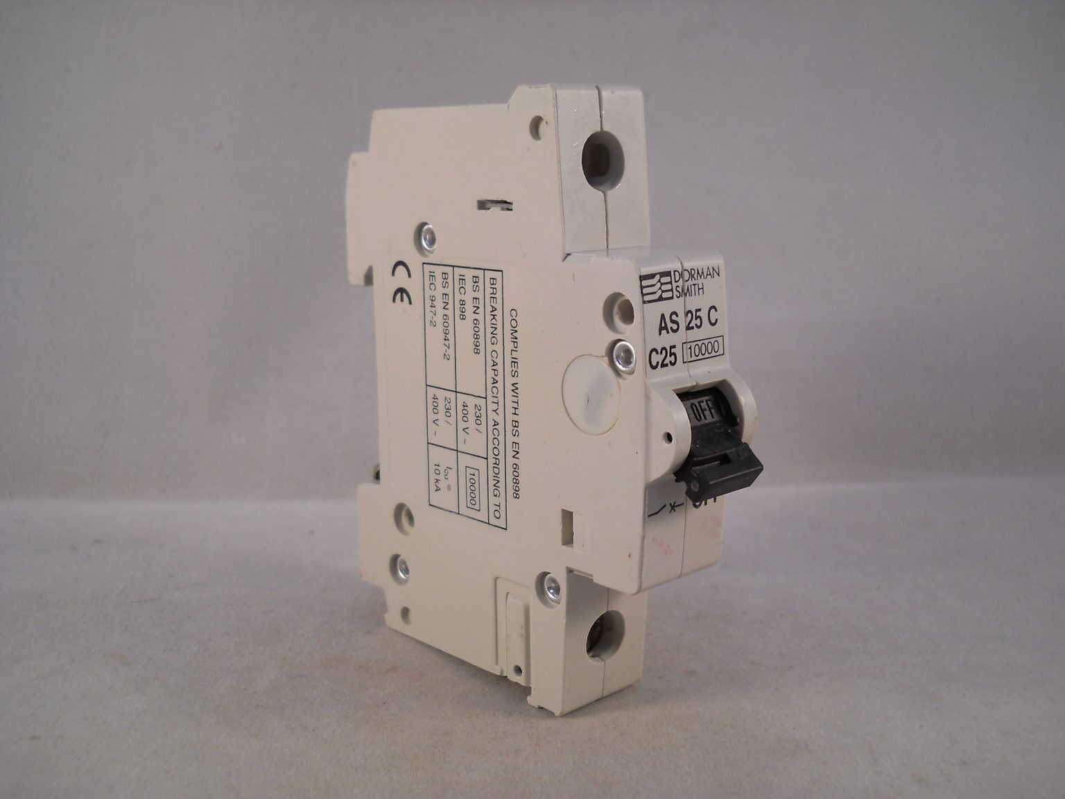 Dorman Smith MCB 25 Amp Type C 25A Single Pole Circuit Breaker AS25C ...