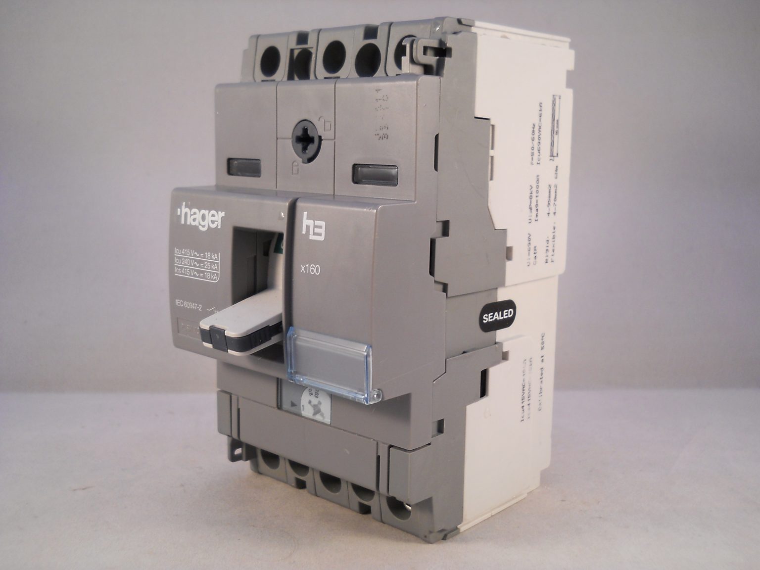 Hager MCCB 63 Amp Triple Pole 63A 3 Phase Breaker H3 X160 HDA063U ...