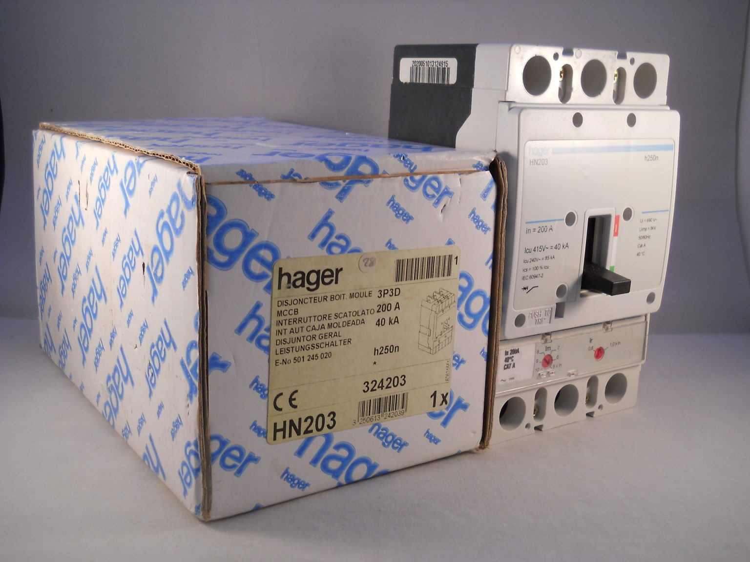 Hager MCCB 200 Amp Triple Pole 200A 3 Phase Breaker H250N HN203 NEW ...