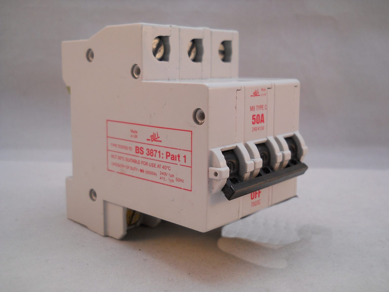 Bill MCB 50 Amp Type C M9 Triple Pole 3 Phase 50A Memshield 1 503MC ...