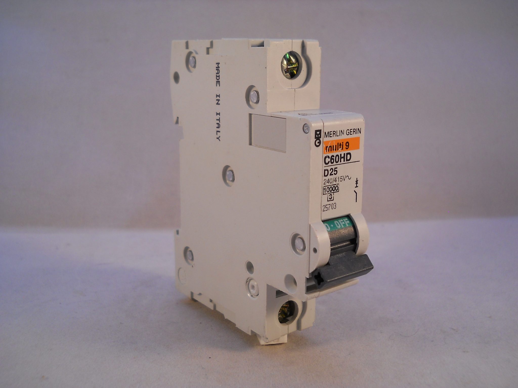 Merlin Gerin MCB 25 Amp Single Pole Breaker Type D 25A Multi9 C60HD125 ...