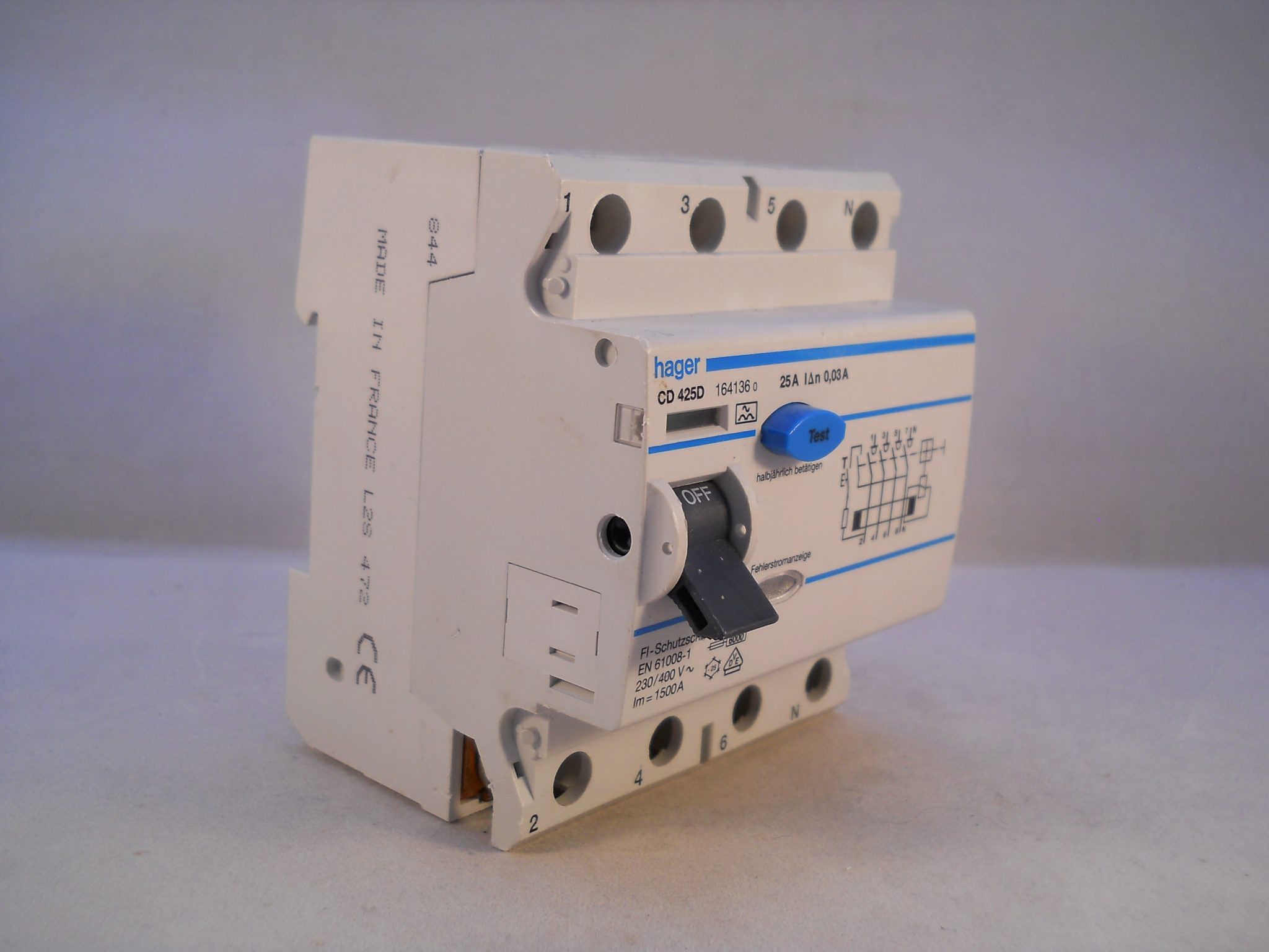 Hager RCD 25 Amp 30mA Four Pole 25A RCCB 164136 CD425D - Willrose ...