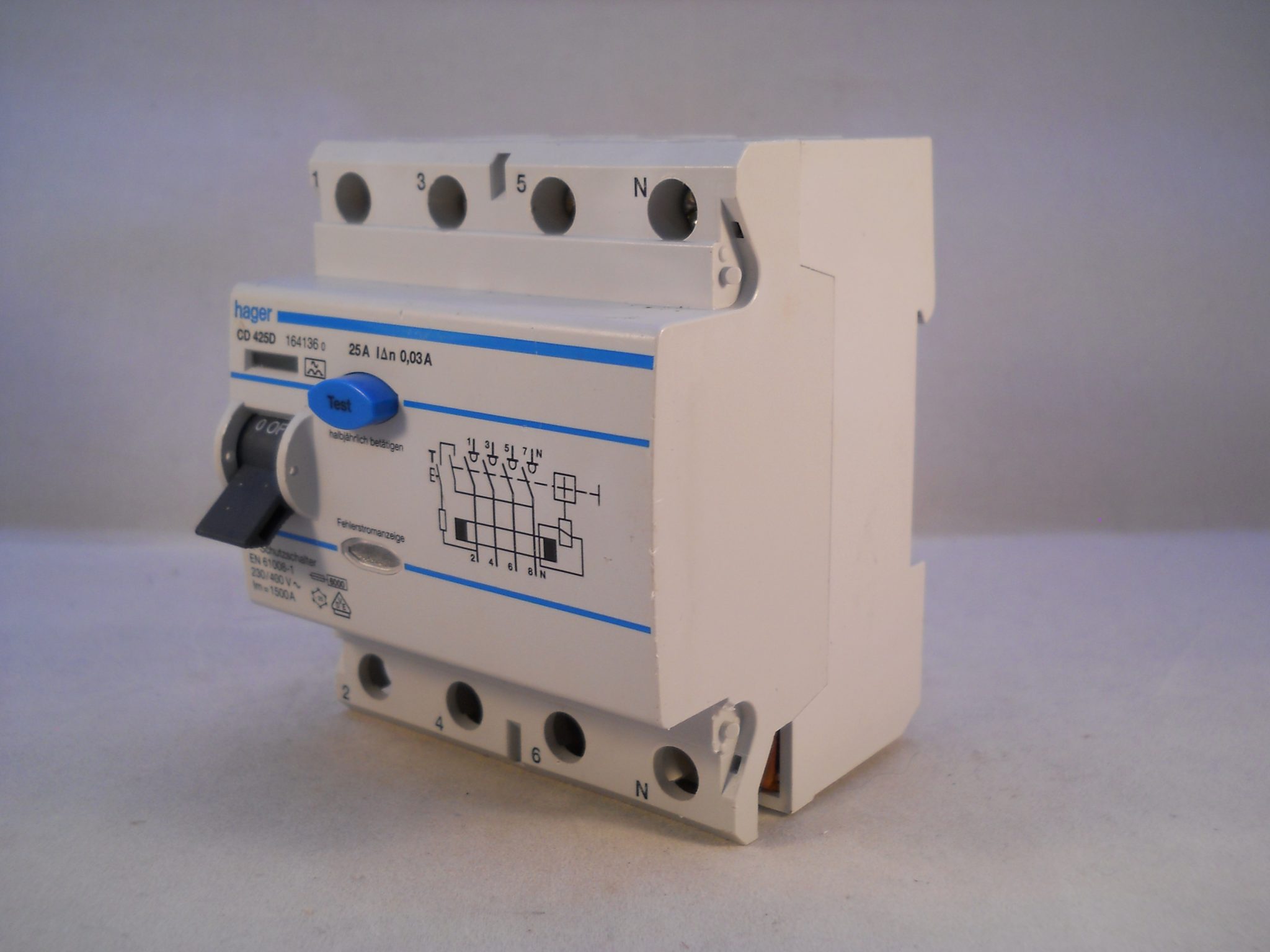 Hager RCD 25 Amp 30mA Four Pole 25A RCCB 164136 CD425D - Willrose ...