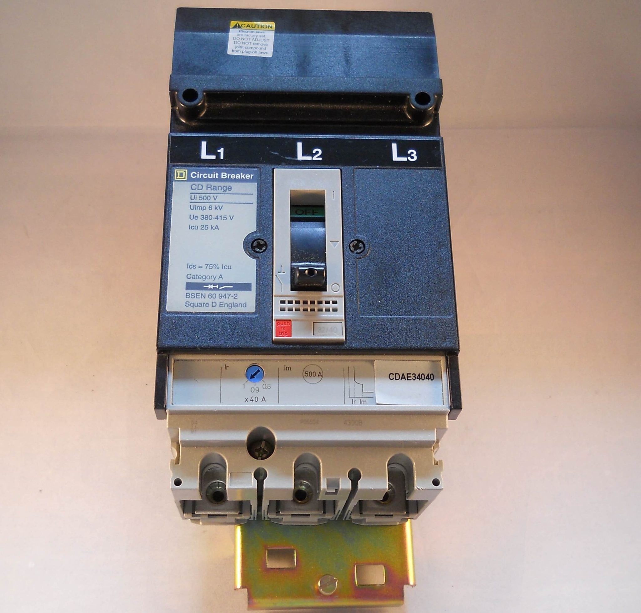 Square D MCCB 40 Amp Triple Pole 3 Phase 40A CD Range I-Line CDAE34040 ...