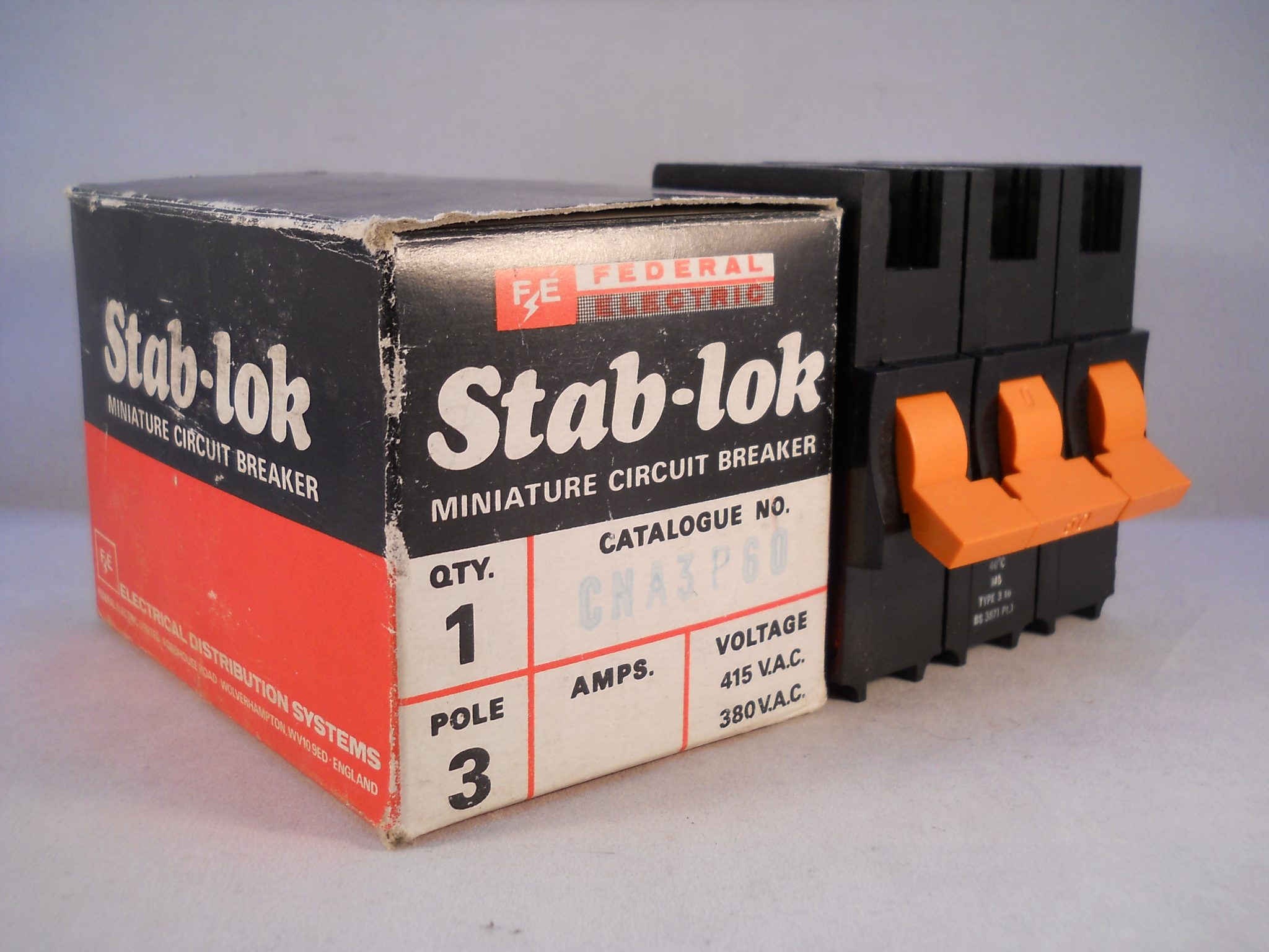 Federal Electric MCB 60 Amp Type 3 60A Triple Pole Stab-lok CNA3P60 NEW ...