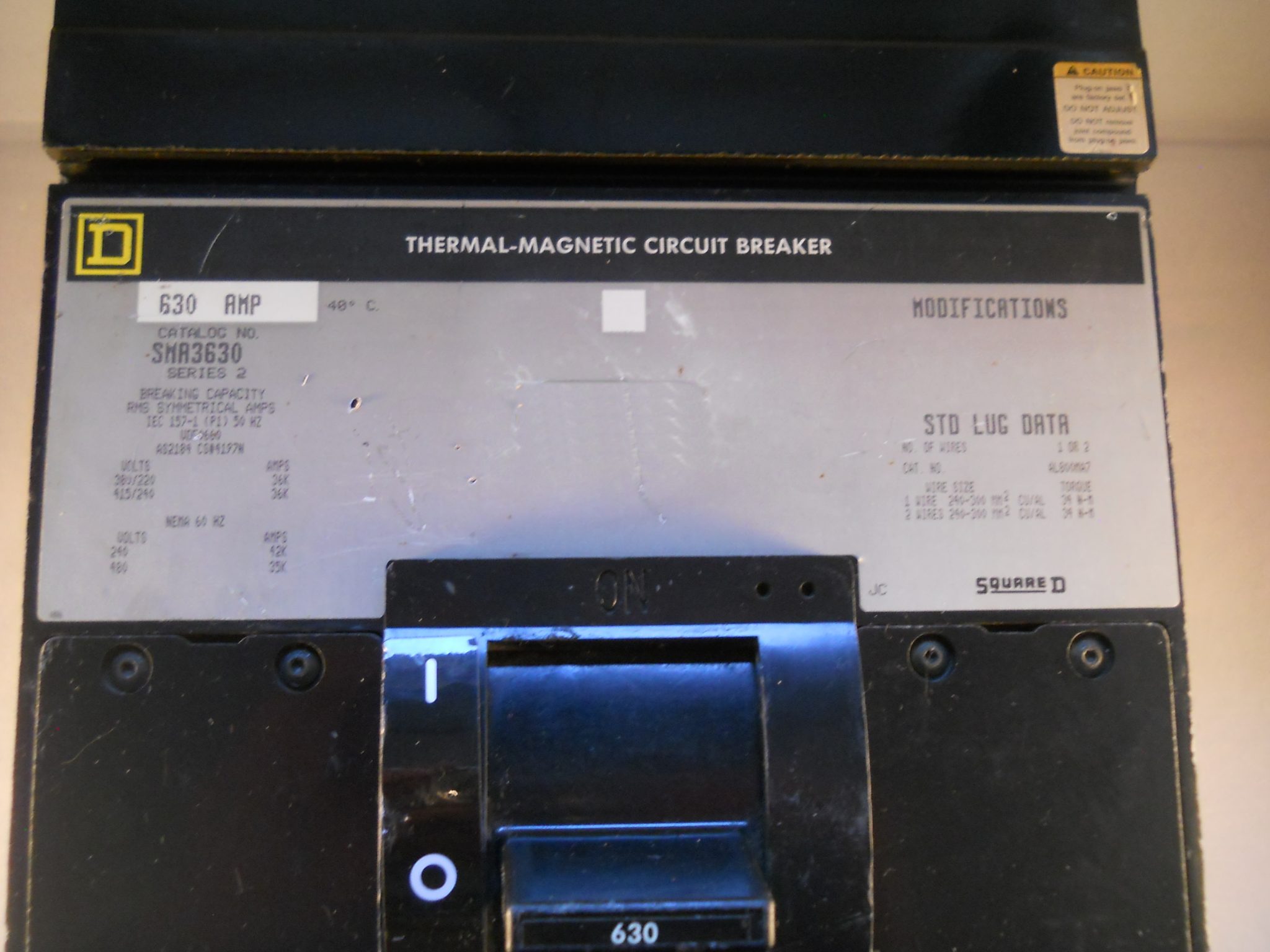 Square D 630 Amp Triple Pole 630A I-Line MCCB Moulded Case Breaker ...
