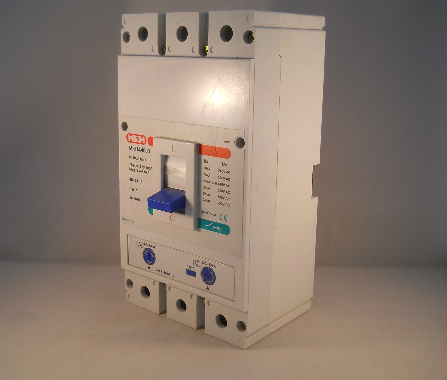 MEM MCCB 400 Amp Triple Pole 400A 3 Phase Breaker THKA4003 Memshield 2 ...