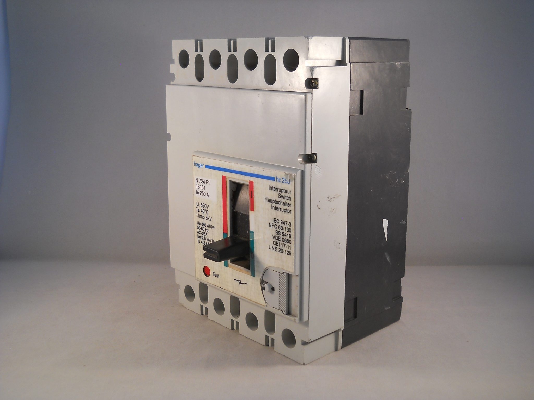 Hager 250 Amp Four Pole 250A TP&N Switch Disconnector MCS Isolator ...