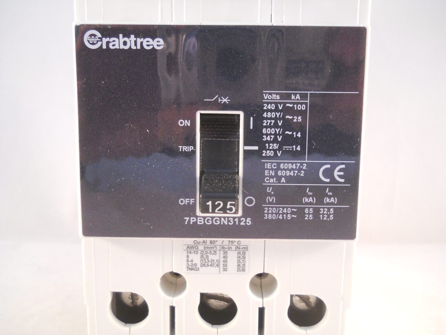 Crabtree Powerstar MCCB 125 Amp Triple Pole 3 Phase 125A GG Frame ...