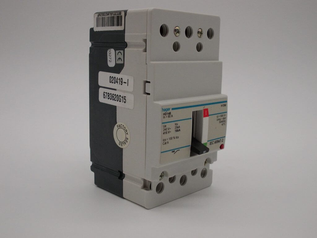 Hager MCCB 80 Amp Triple Pole 80A 3 Phase Breaker H125D HD148 NEW ...