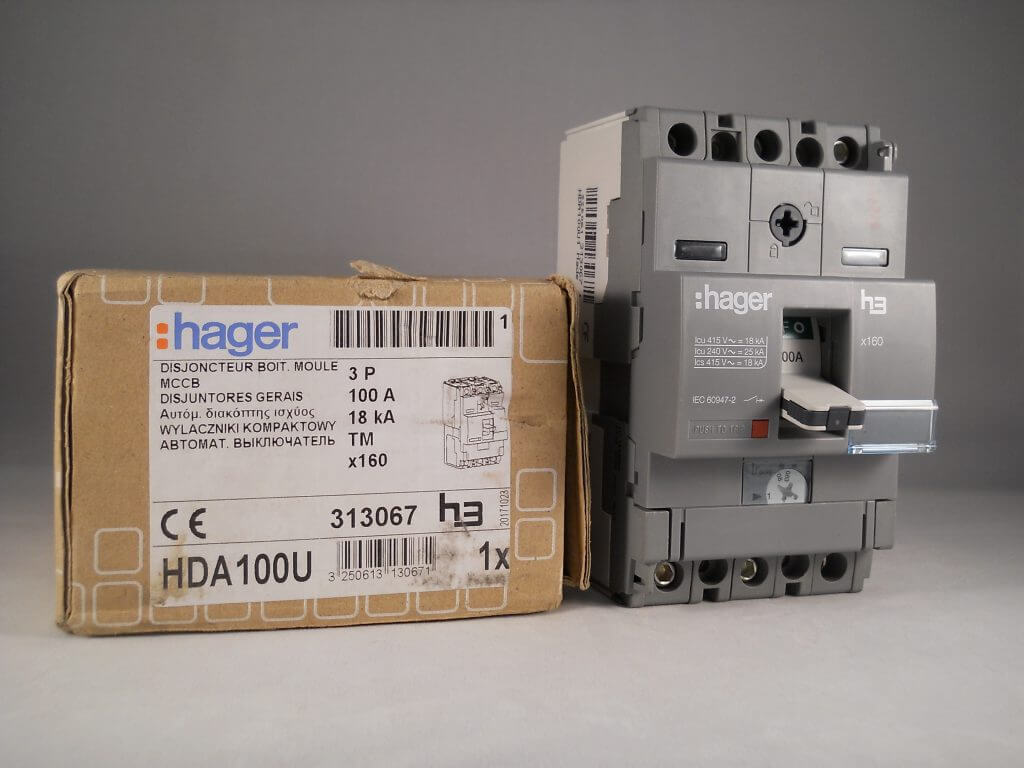 Hager MCCB 100 Amp Triple Pole 100A 3 Phase Breaker H3 X160 HDA100U NEW ...